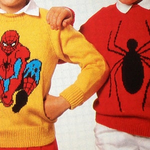 Vintage Pattern Marvel Spiderman Jumpers Adults and Childrens Knitting ...