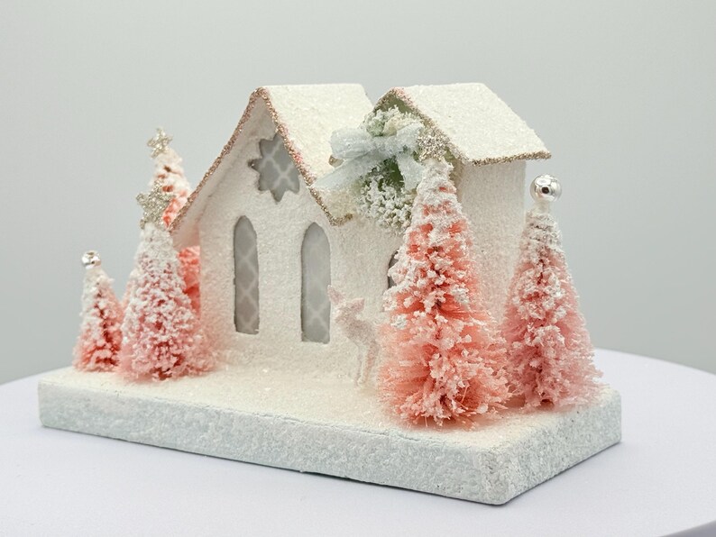 Vintage Putz House, Sparkling White Restored - Etsy