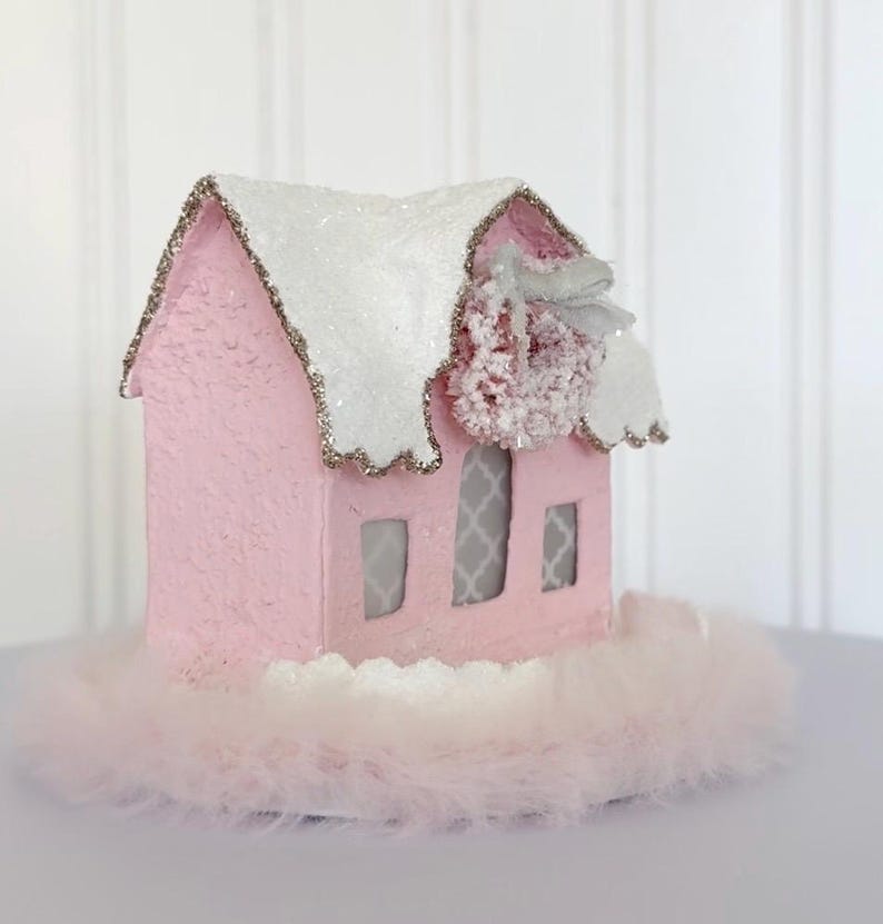Vintage Pink Putz House: Restored German Glitter Christmas Cottage - Etsy