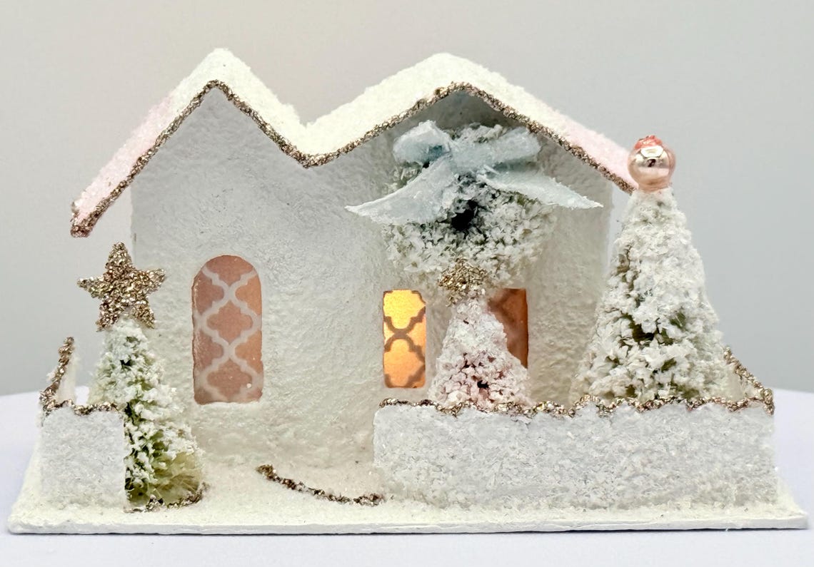 Vintage Putz House, Pink Mid-century Cutie - Restored - Etsy