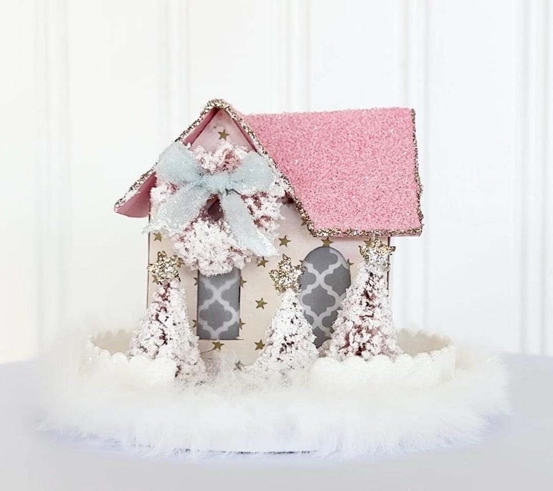 Vintage Putz House: Restored Gold Star Pink German Glass Glitter ...