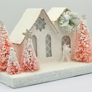 Vintage Putz House, Sparkling White Restored - Etsy