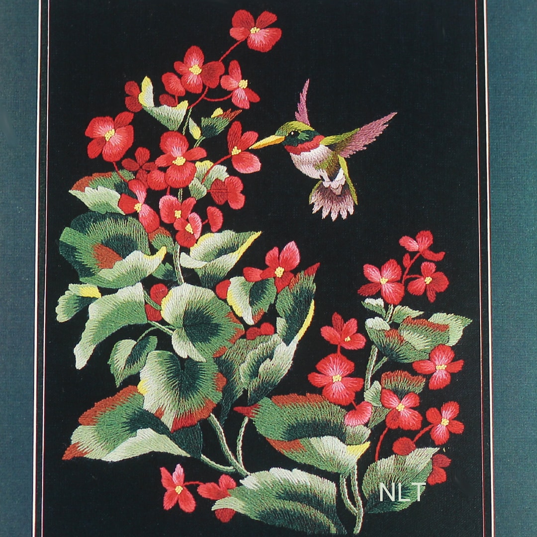 Elsa Williams SUMMER JEWEL Hummingbird Crewel Embroidery Kit Les Didier ...