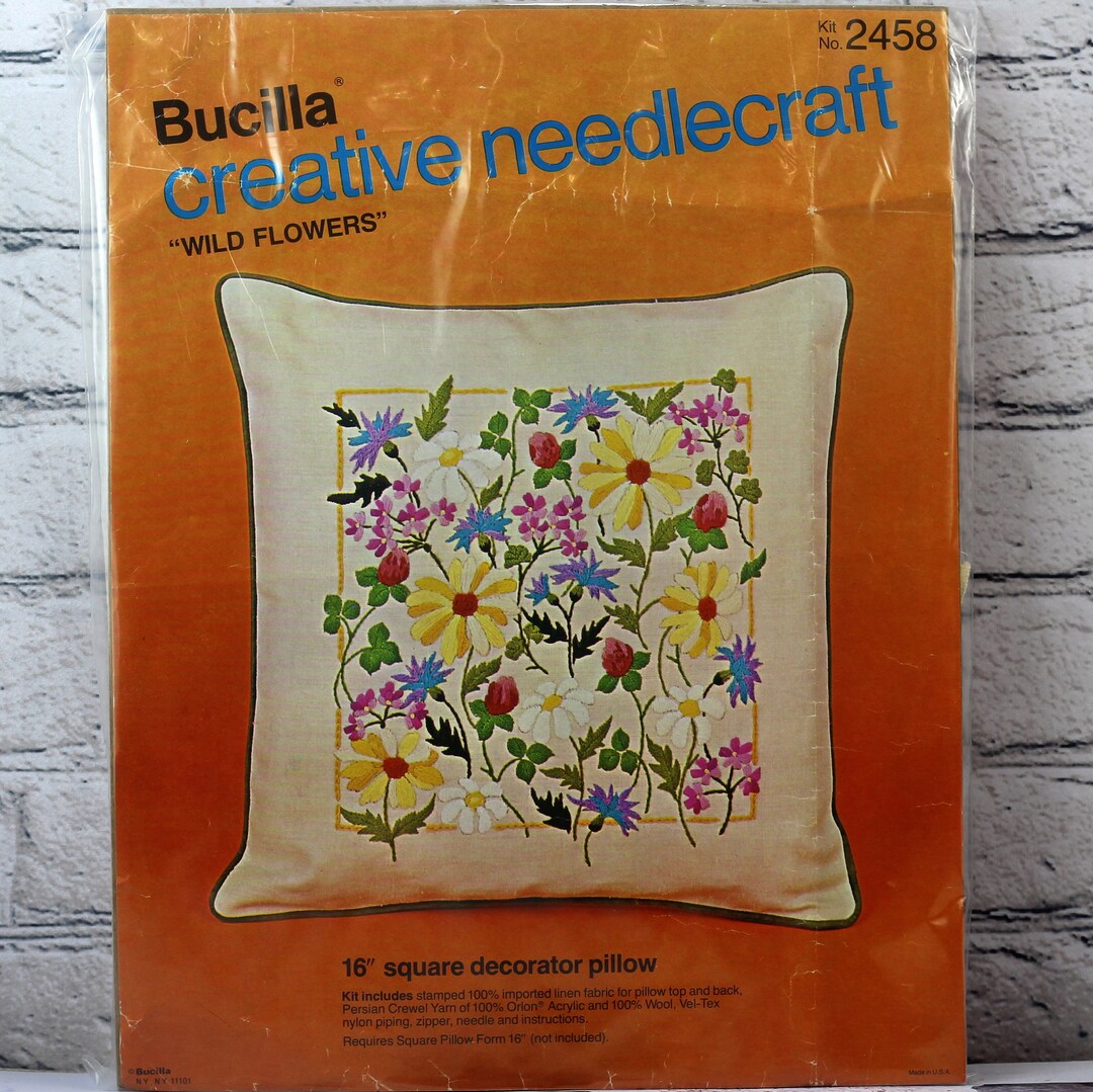 WILD FLOWERS Vintage Crewel Embroidery Kit Cottage Core Floral - Etsy