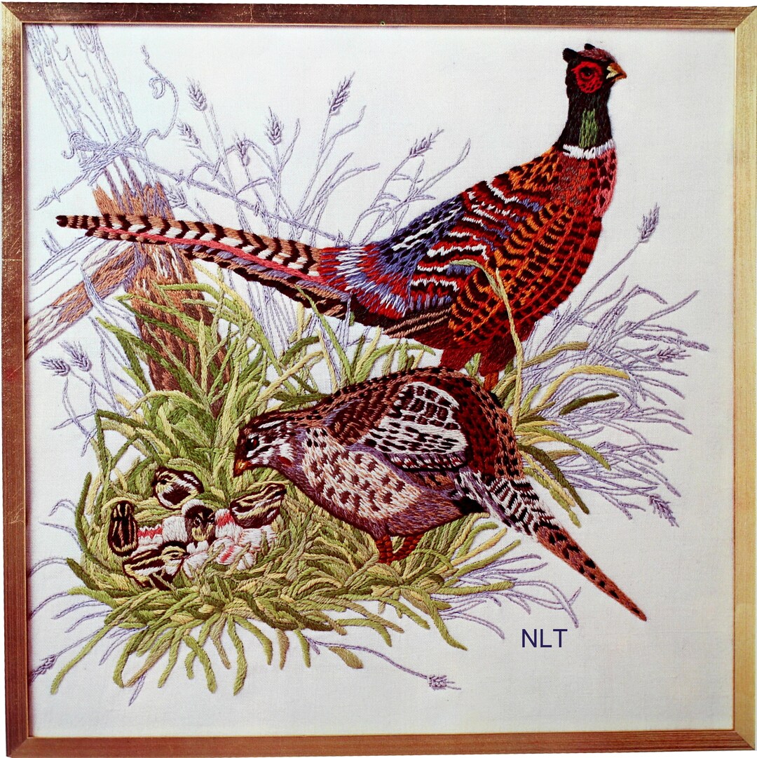 Vintage Crewel Embroidery Kit Pheasants Birds Family Hallmark Cards ...