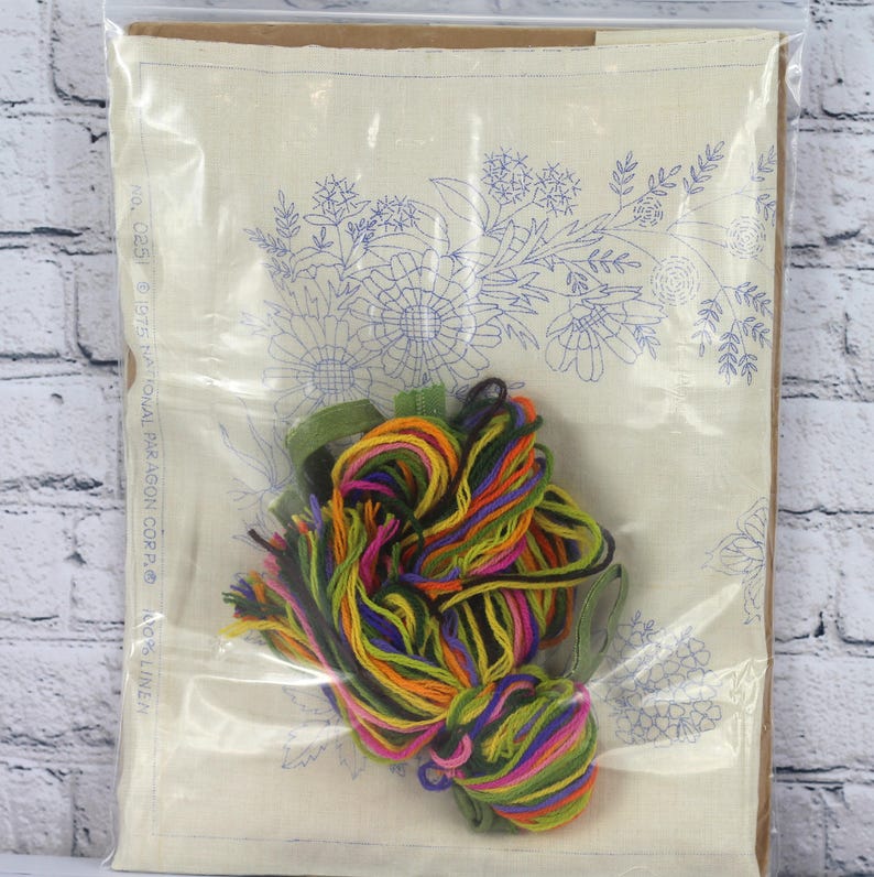 Vintage Crewel Embroidery Pillow Kit Wildflowers Butterfly Wreath ...