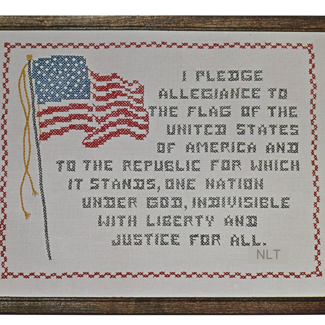 PLEDGE OF ALLEGIANCE Vintage Stamped Cross Kit American Flag - Etsy