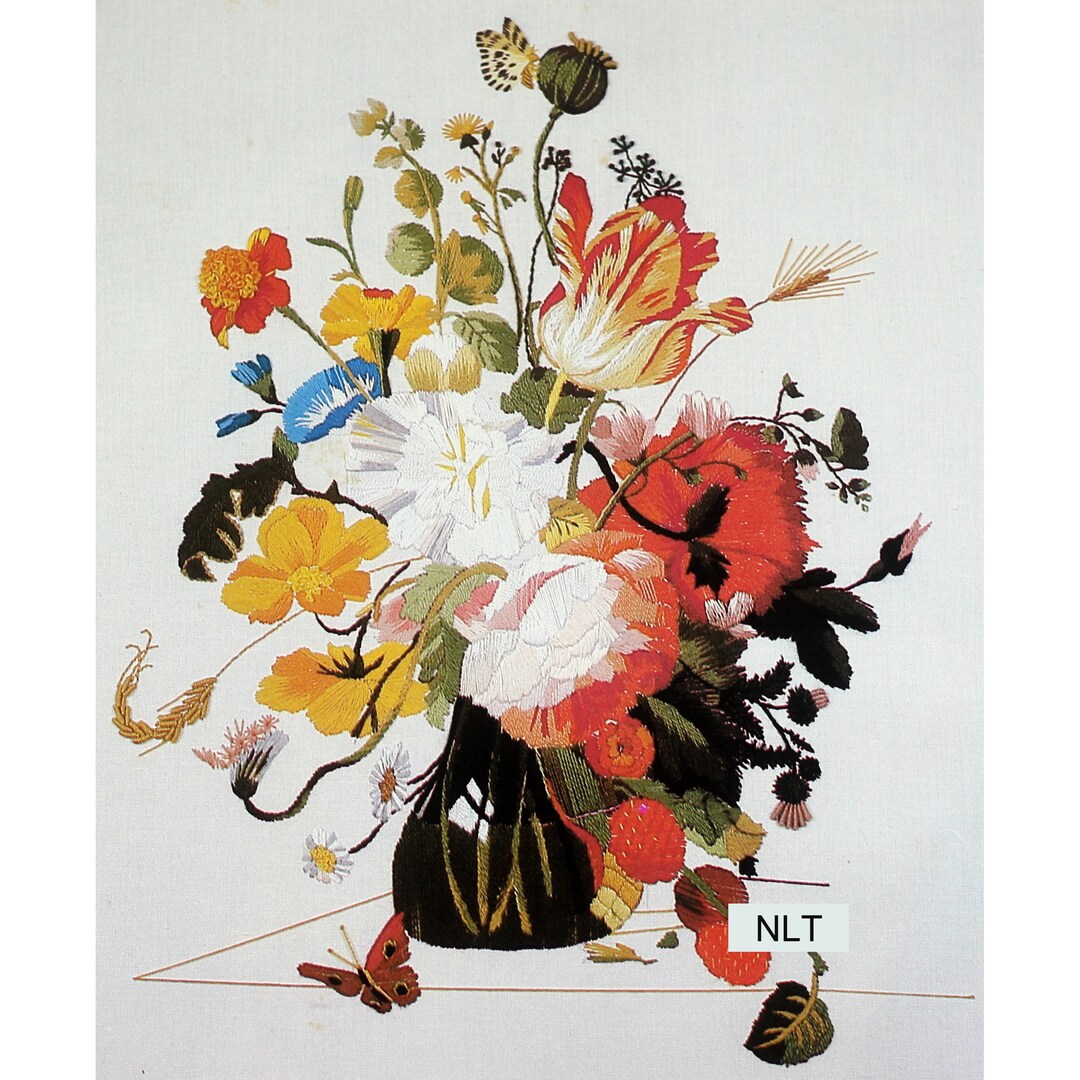 FLORAL MASTERPIECE Erica Wilson Vintage Crewel Embroidery Kit Bold ...