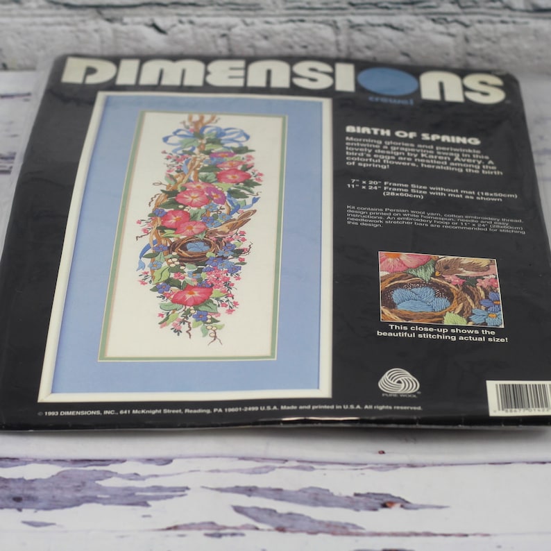 Vintage Crewel Embroidery Kit Spring Bird Bird's Nest Floral Flowers - Etsy