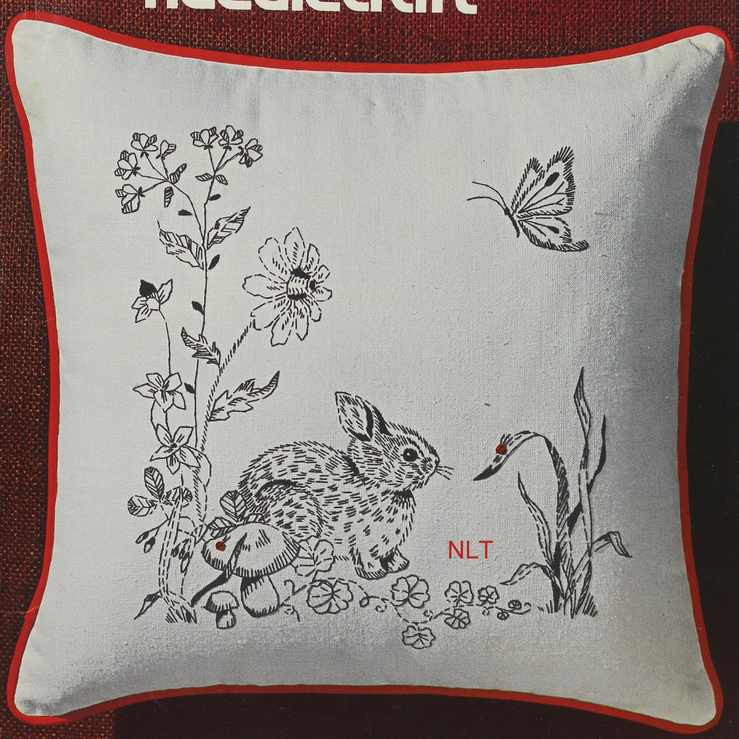 BABY BUNNY Vintage Embroidery Kit Mushrooms Ladybugs Cottage Core Boho ...