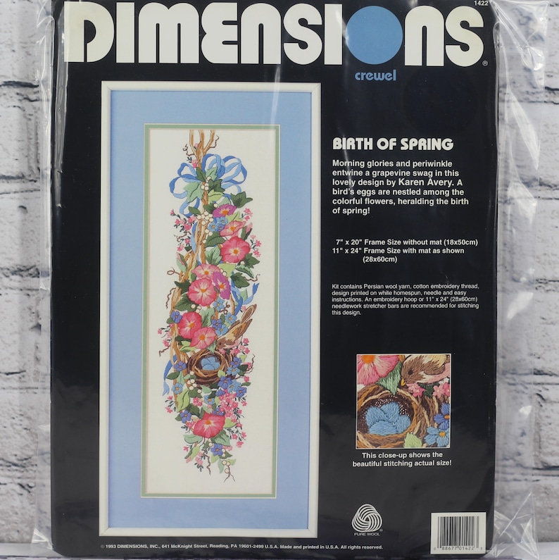 Vintage Crewel Embroidery Kit Spring Bird Bird's Nest Floral Flowers - Etsy