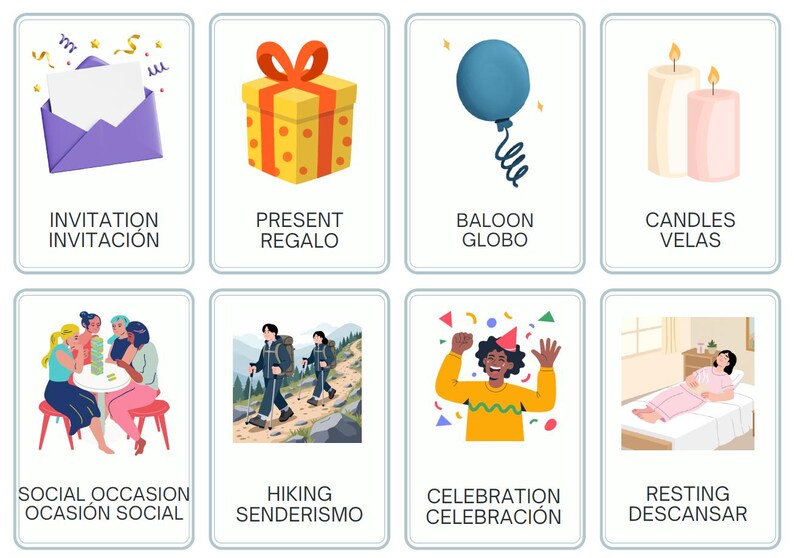 Spanish Vocabulary Flashcards | 744+ English to Spanish Learning Cards ...