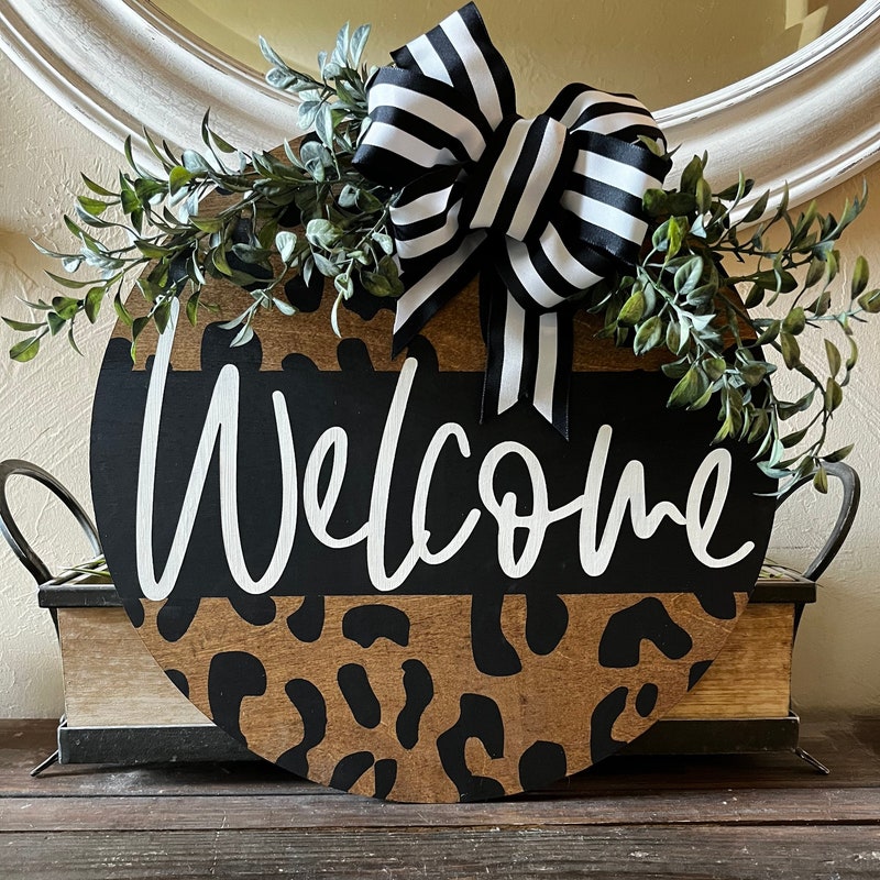 Welcome Leopard Sign - Etsy