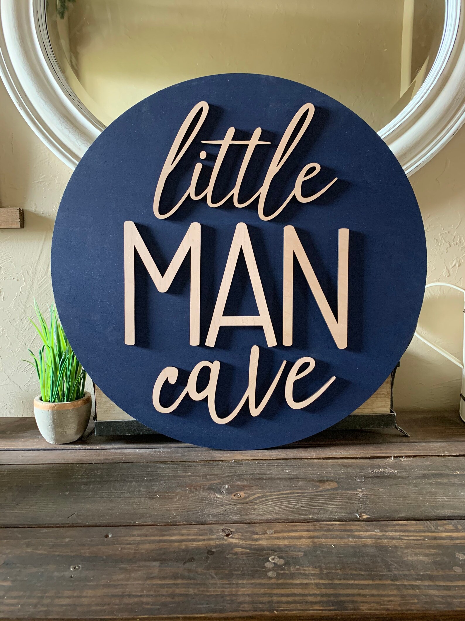 LARGE Little Man Cave Round 3D Wooden Sign Boys Room Decor | Etsy