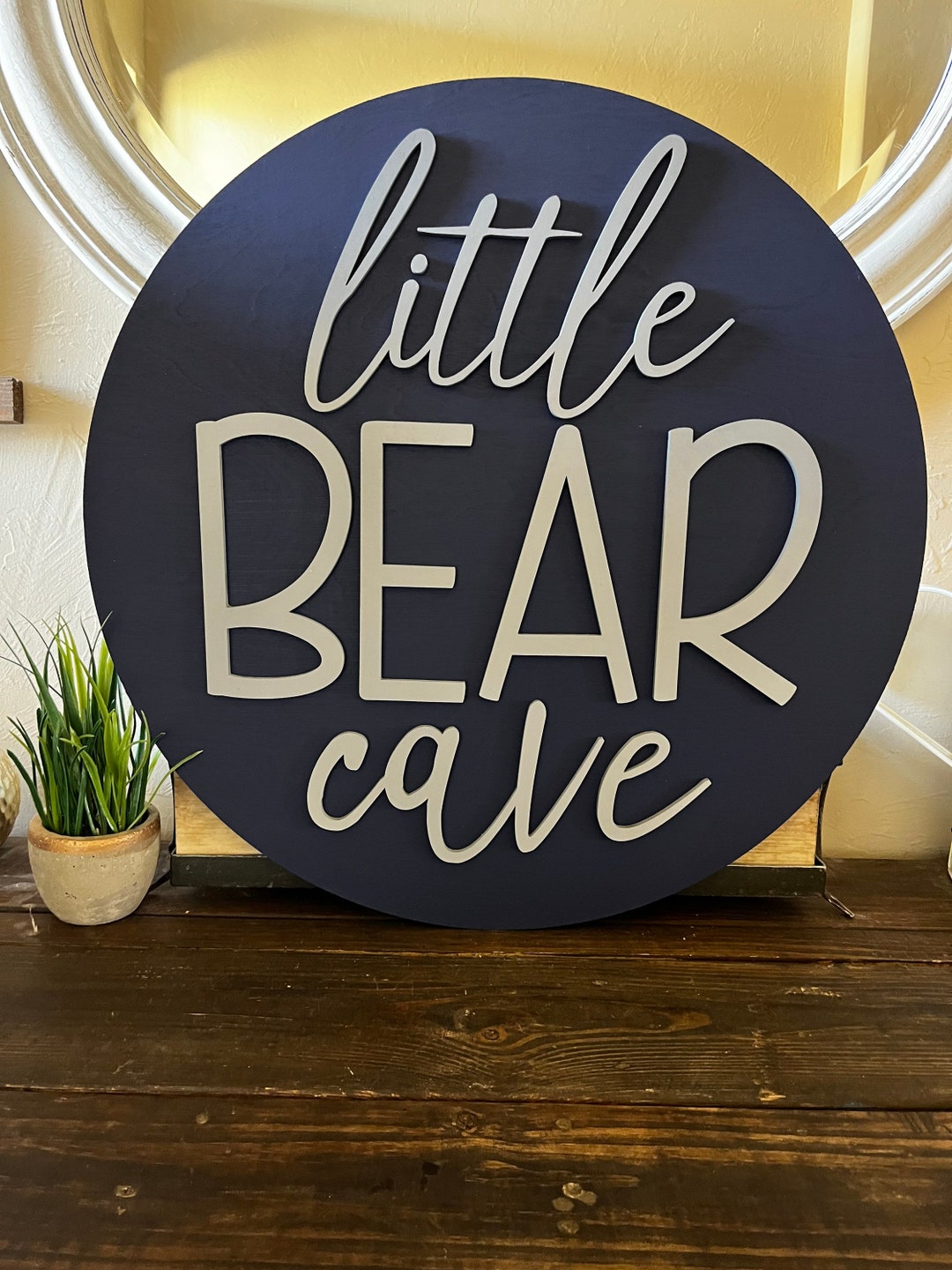 LARGE Little Bear Cave Round 3D Wooden Sign || Boys Room Decor || Baby ...