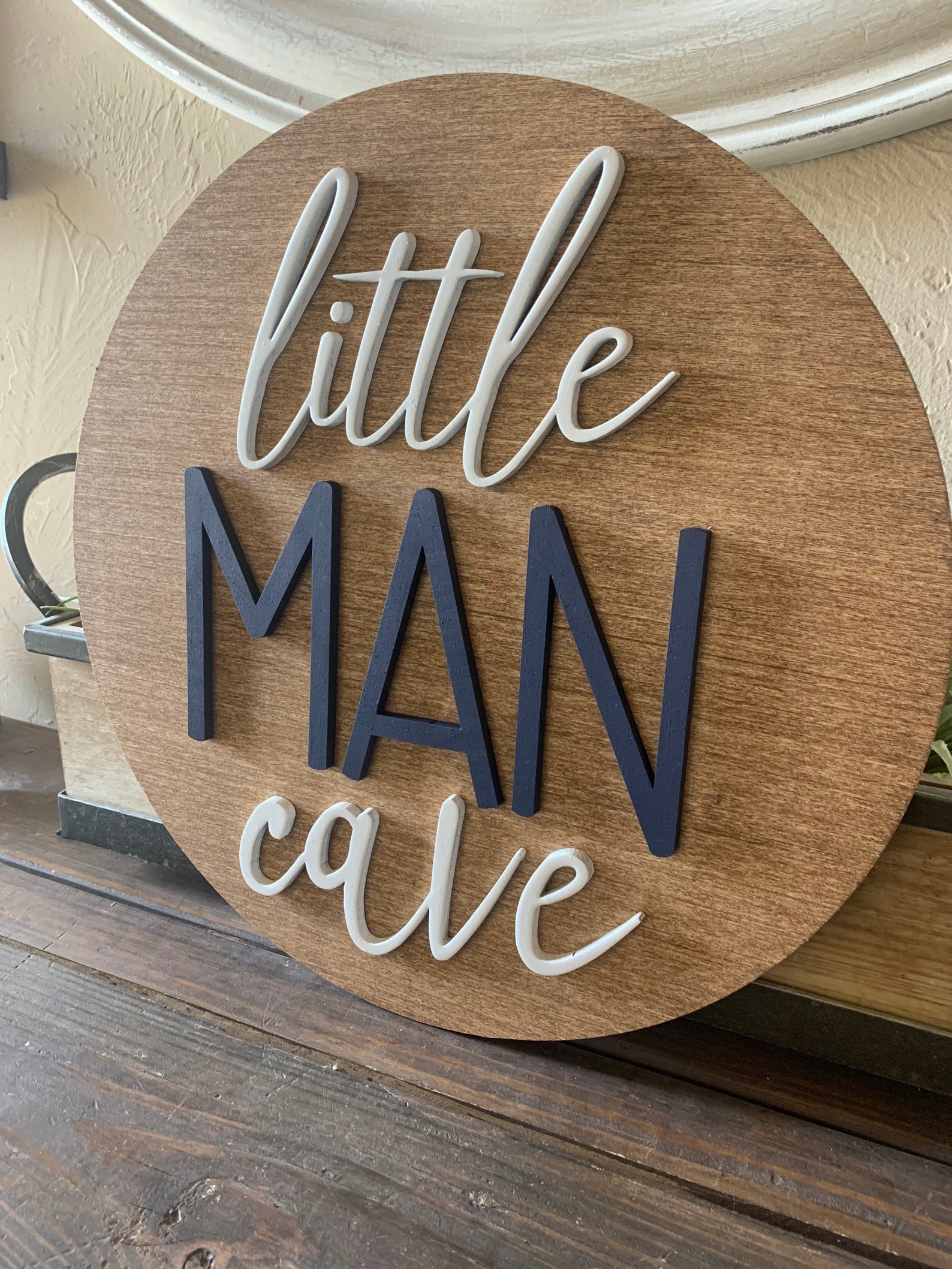 LARGE Little Man Cave Round 3D Wooden Sign Boys Room Decor | Etsy