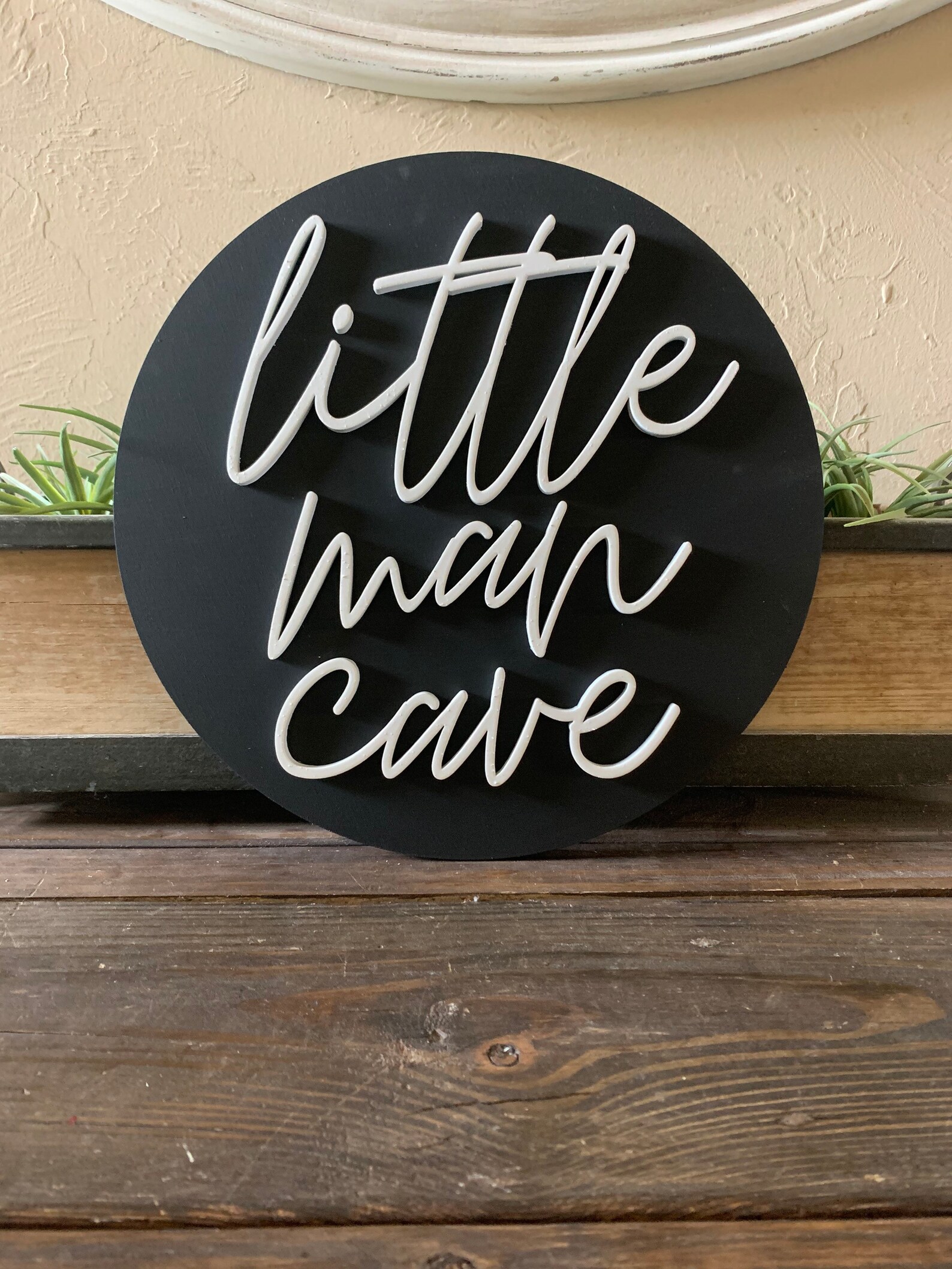 Little Man Cave Round 3D Wooden Sign Boys Room Decor Baby Shower Gift ...