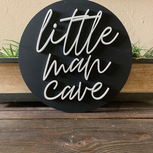 Little Man Cave Round 3D Wooden Sign || Boys Room Decor || Baby Shower ...