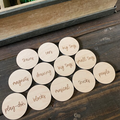 Custom Cursive Wooden Engraved Toy Box Labels Wooden - Etsy