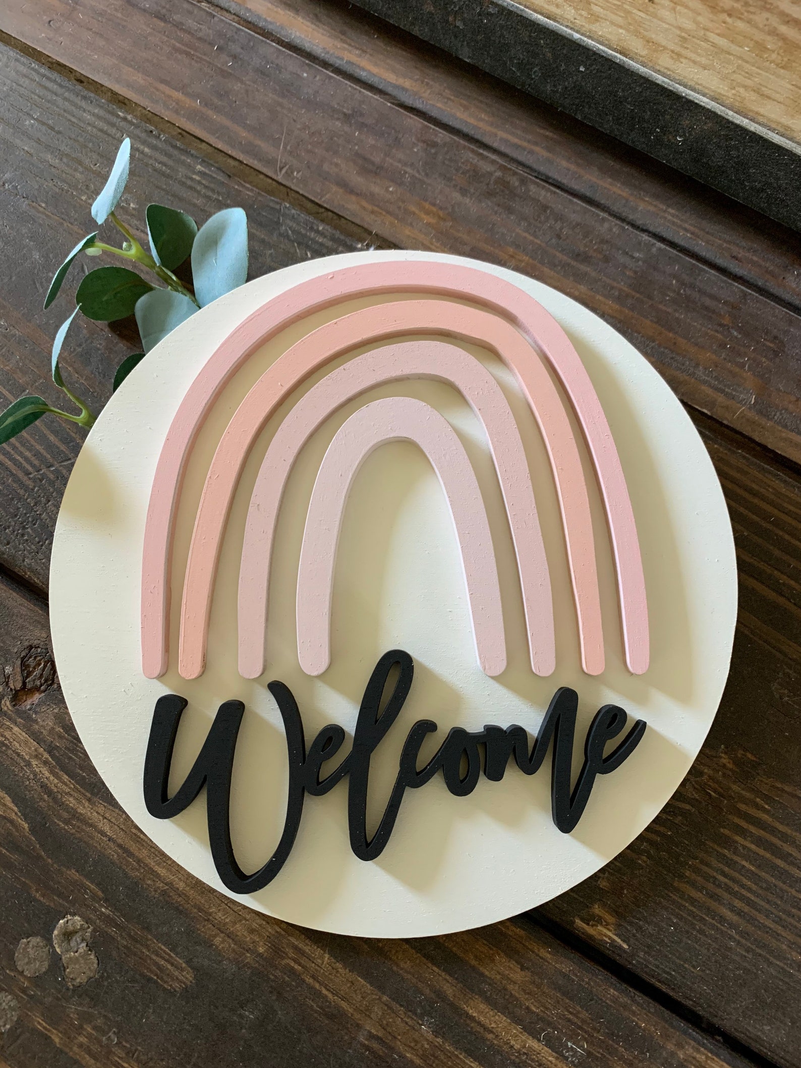 Round 3D Rainbow Welcome Wooden Sign Baby Name Announcement | Etsy