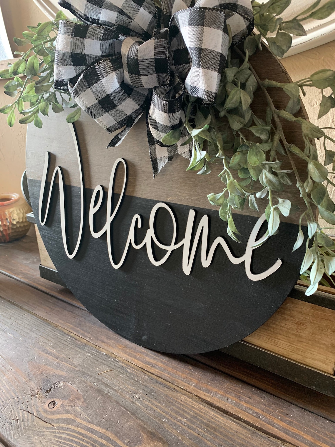 Round 3D Welcome Wooden Sign Front Porch Wood Sign | Etsy
