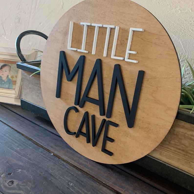 8 Little Man Cave Round 3D Wooden Sign Boys Room - Etsy