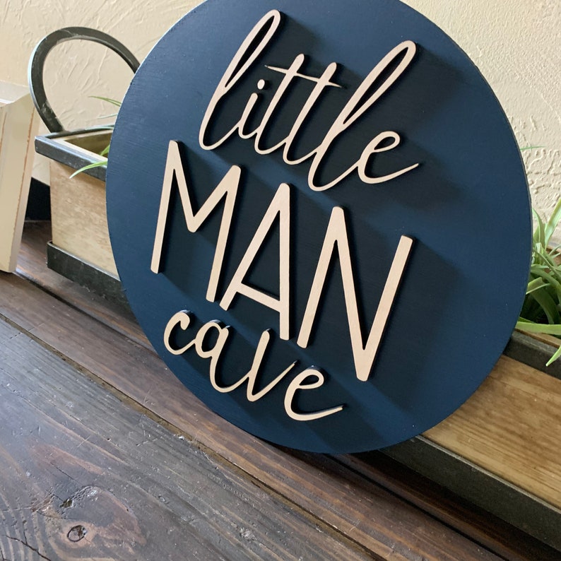8" Little Man Cave Round 3D Wooden Sign || Boys Room Decor || Baby ...
