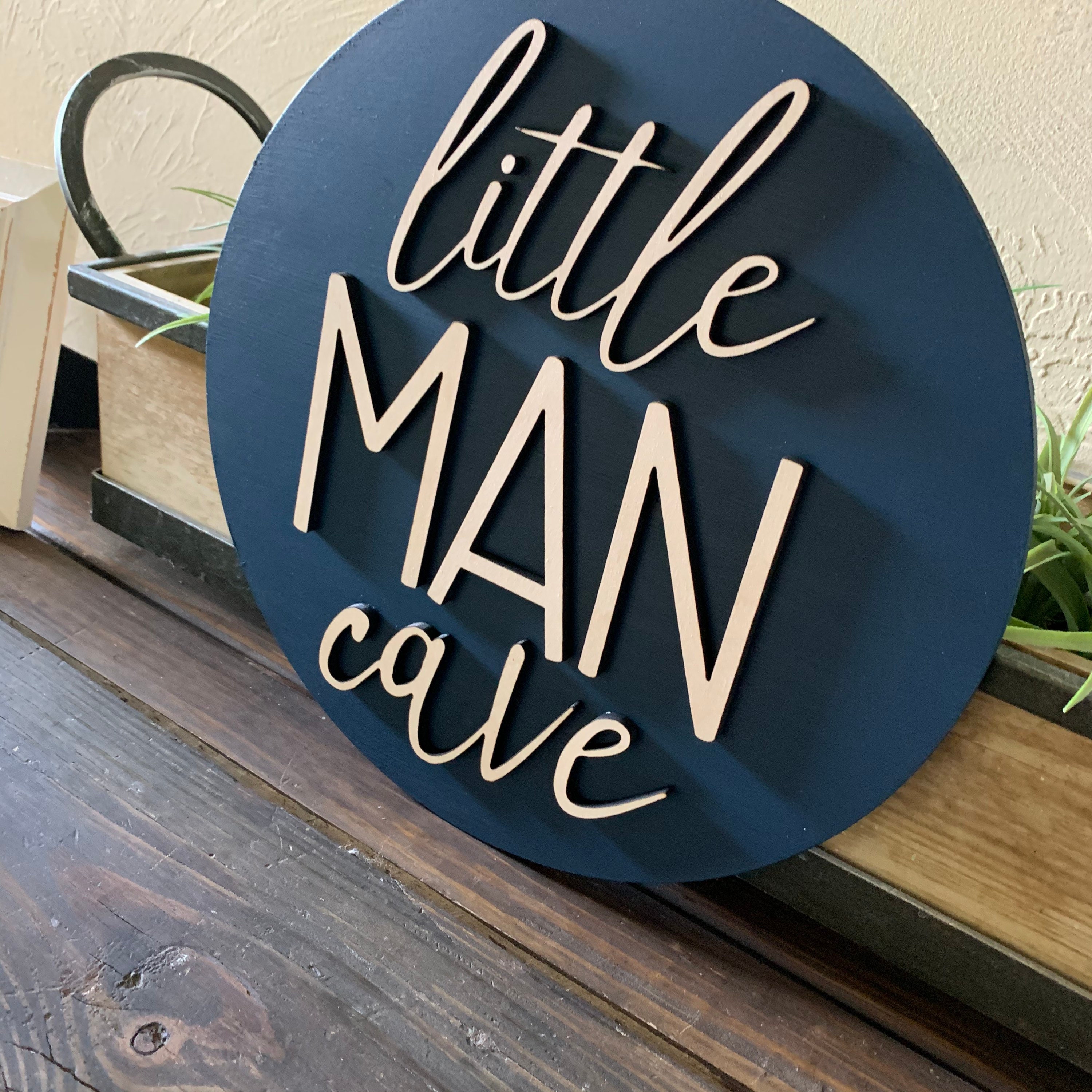 8" Little Man Cave Round 3D Wooden Sign || Boys Room Decor || Baby ...