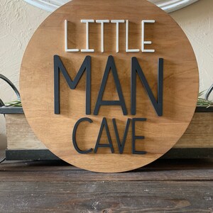LARGE Little Man Cave Round 3D Wooden Sign || Boys Room Decor || Baby ...