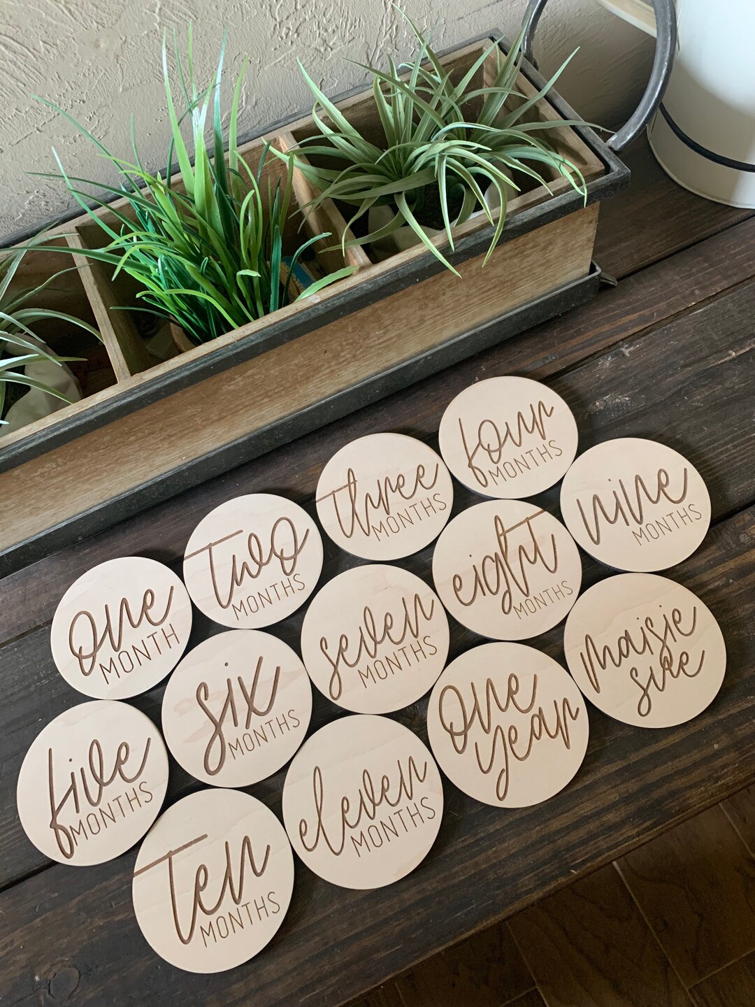 Cursive Baby Milestone Wooden Cards|| Baby Name Announcement ||custom ...