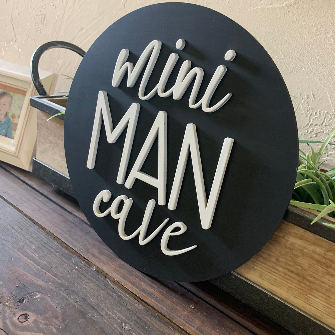Mini Man Cave Round 3D Wooden Sign Boys Room Decor Baby - Etsy