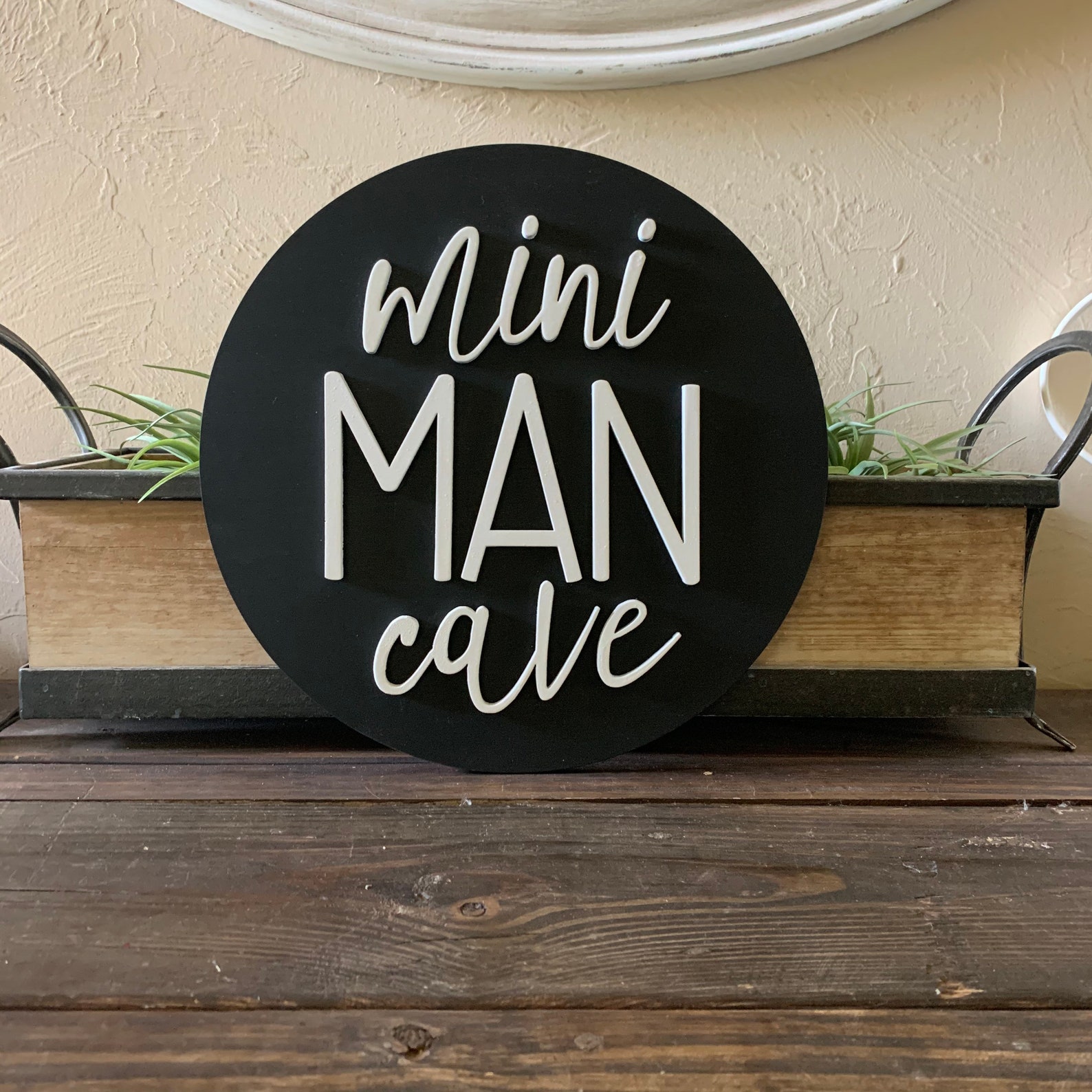 Mini Man Cave Round 3D Wooden Sign Boys Room Decor Baby - Etsy