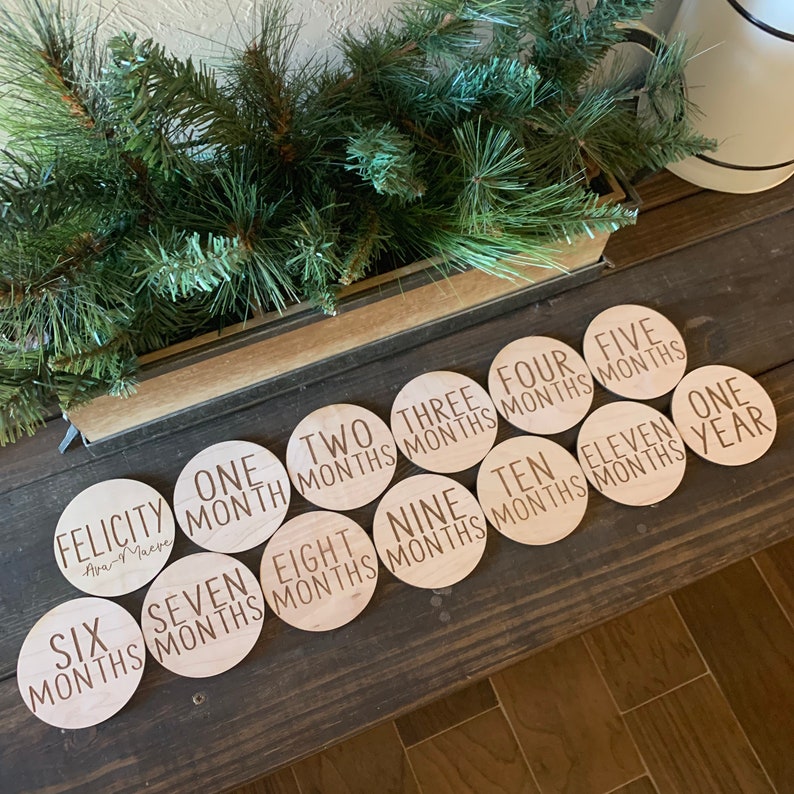 Baby Milestone Wooden Cards Baby Name Announcement Custom | Etsy