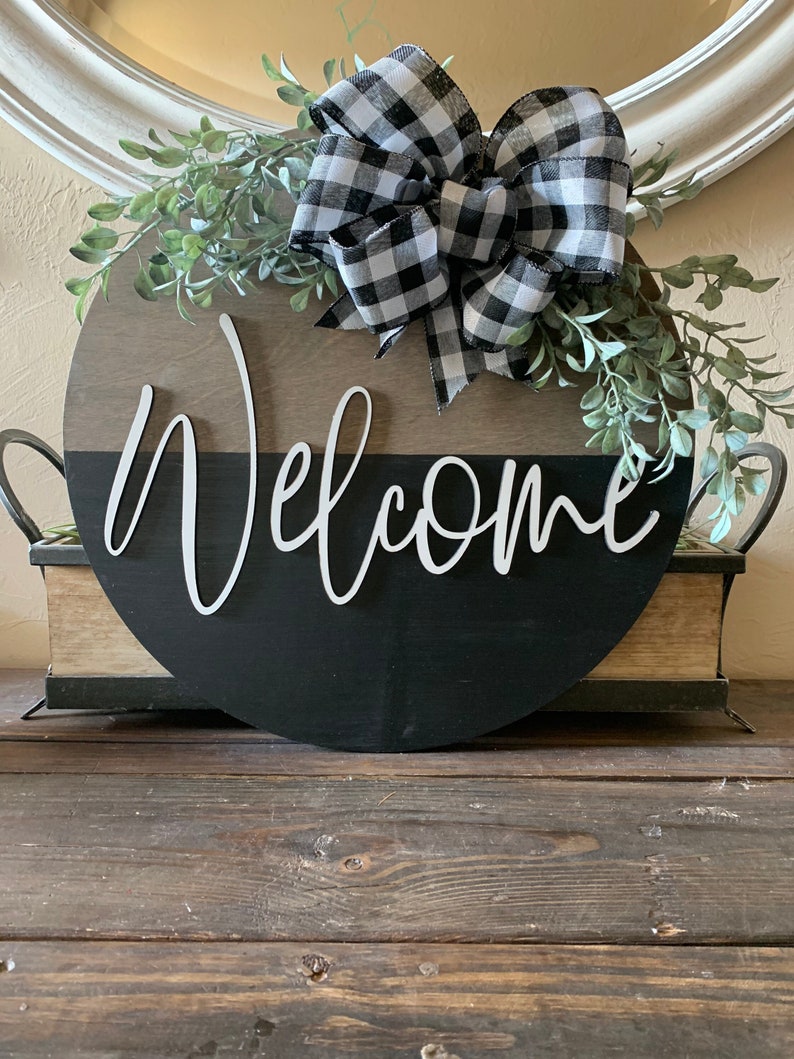 Round 3D Welcome Wooden Sign || Front Porch Wood Sign || Farmhouse Door ...