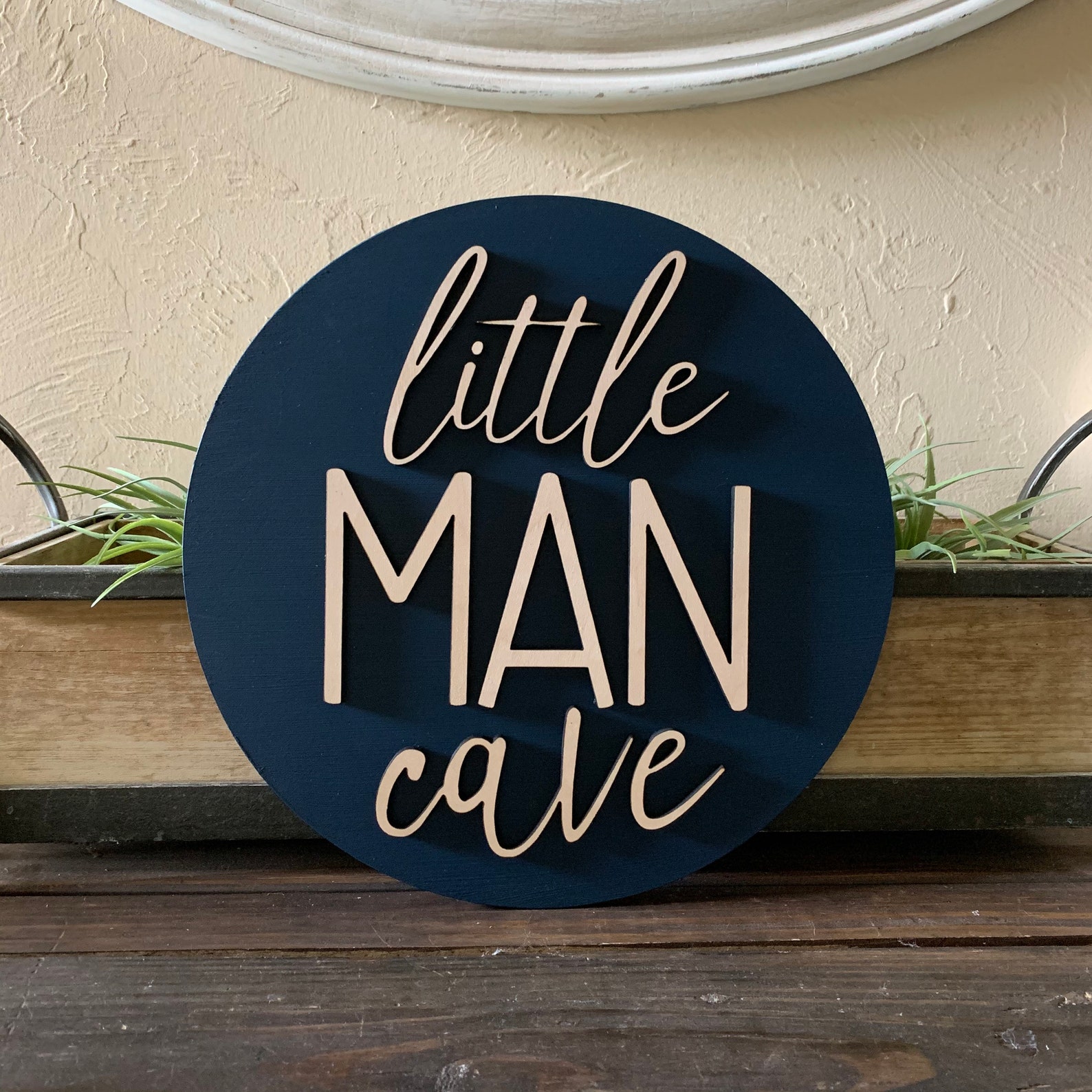 8" Little Man Cave Round 3D Wooden Sign || Boys Room Decor || Baby ...
