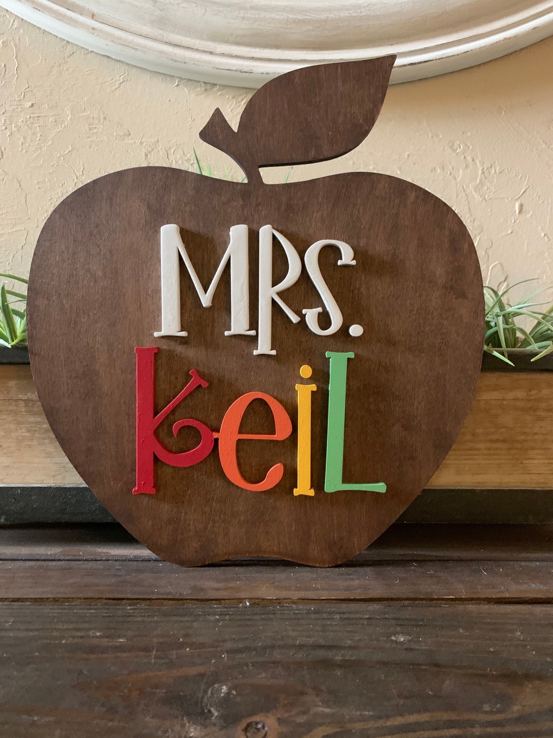 Apple Teacher Name 3D Wooden Sign Classroom Decor - Etsy