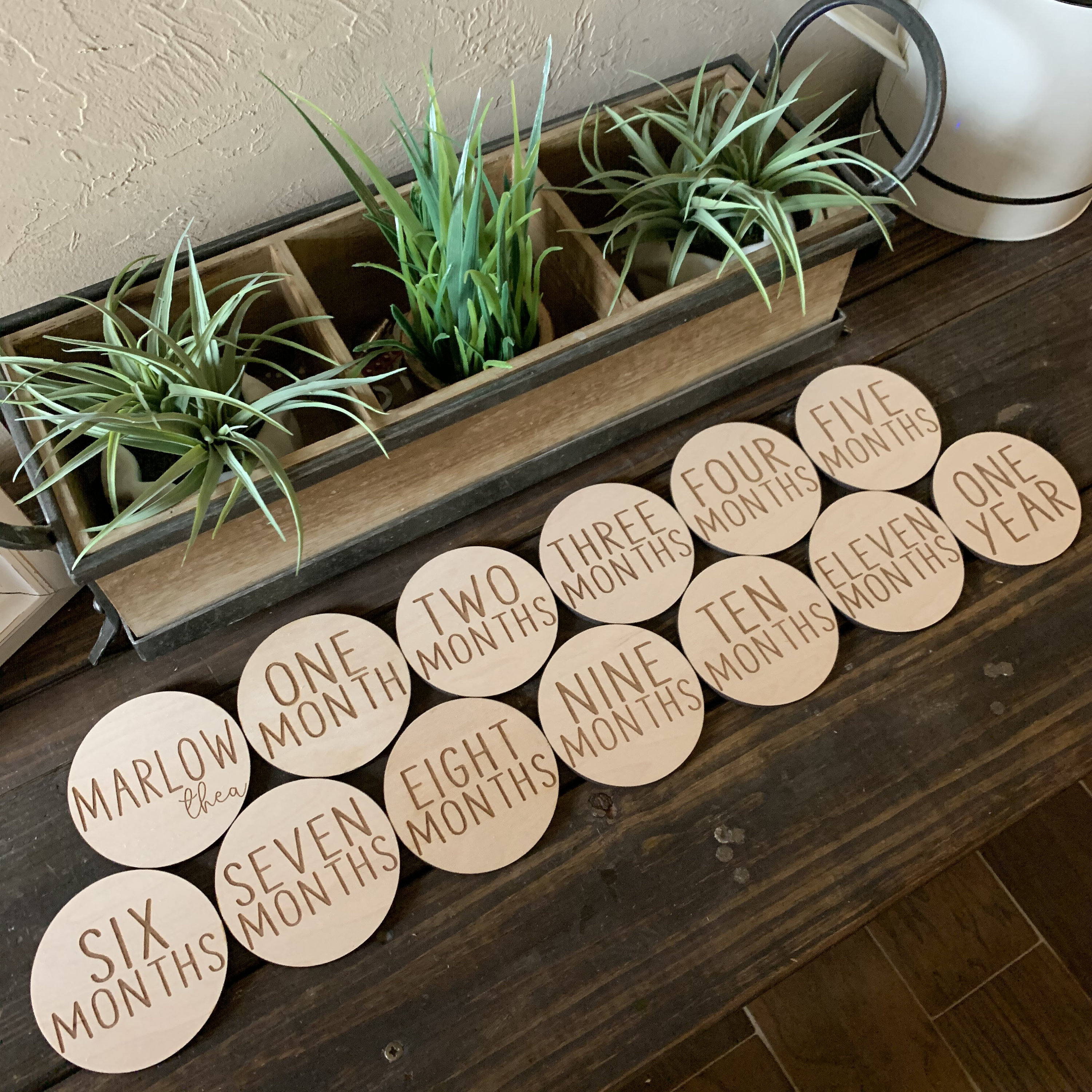 Baby Milestone Wooden Cards Baby Name Announcement custom | Etsy