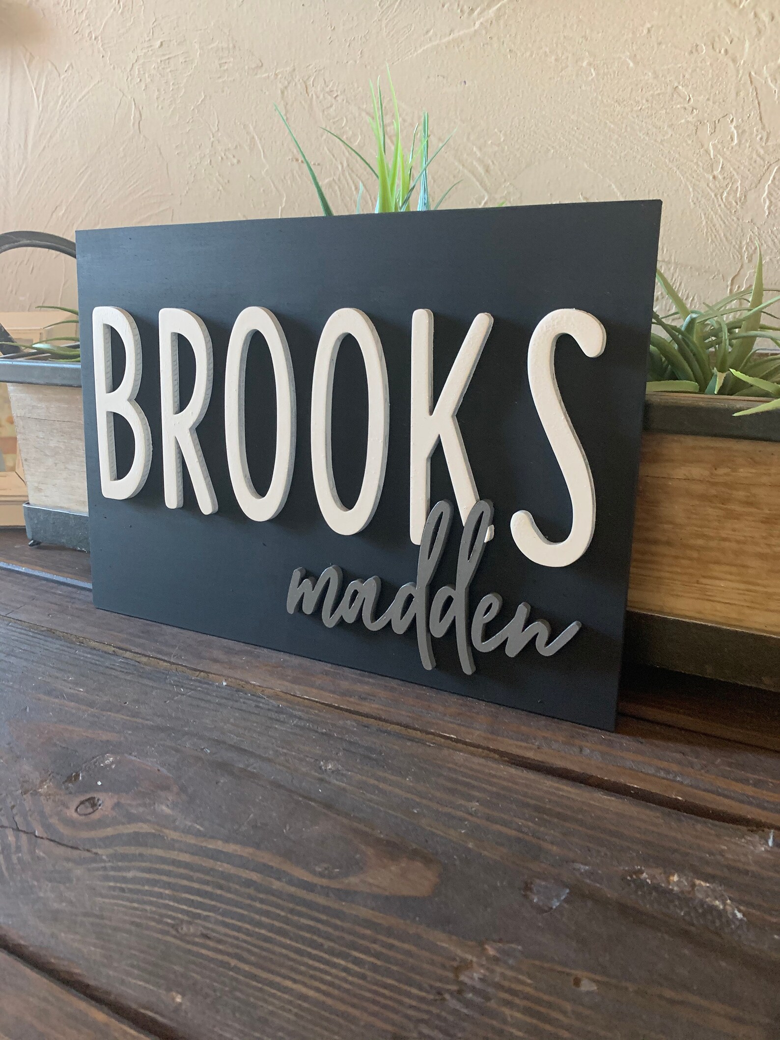 SMALL Rectangle 3D Name Wooden Sign Baby Name Announcement - Etsy