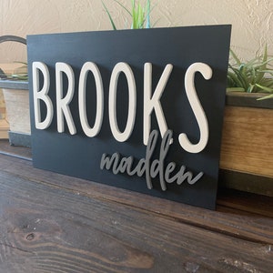 SMALL Rectangle 3D Name Wooden Sign Baby Name Announcement - Etsy