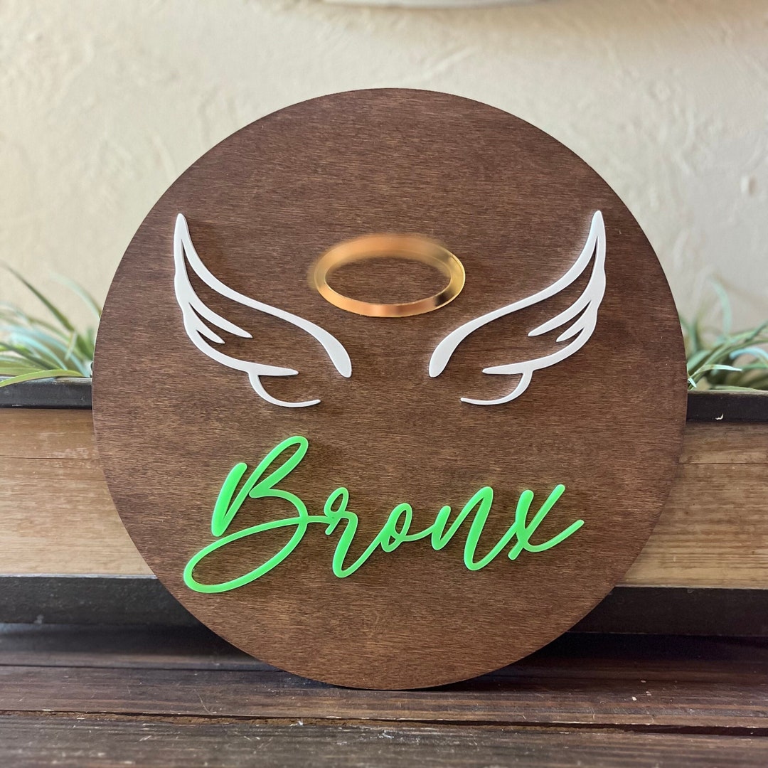 Personalized Acrylic 3D Name Angel Wings Wood Sign || Angel Baby Sign ...