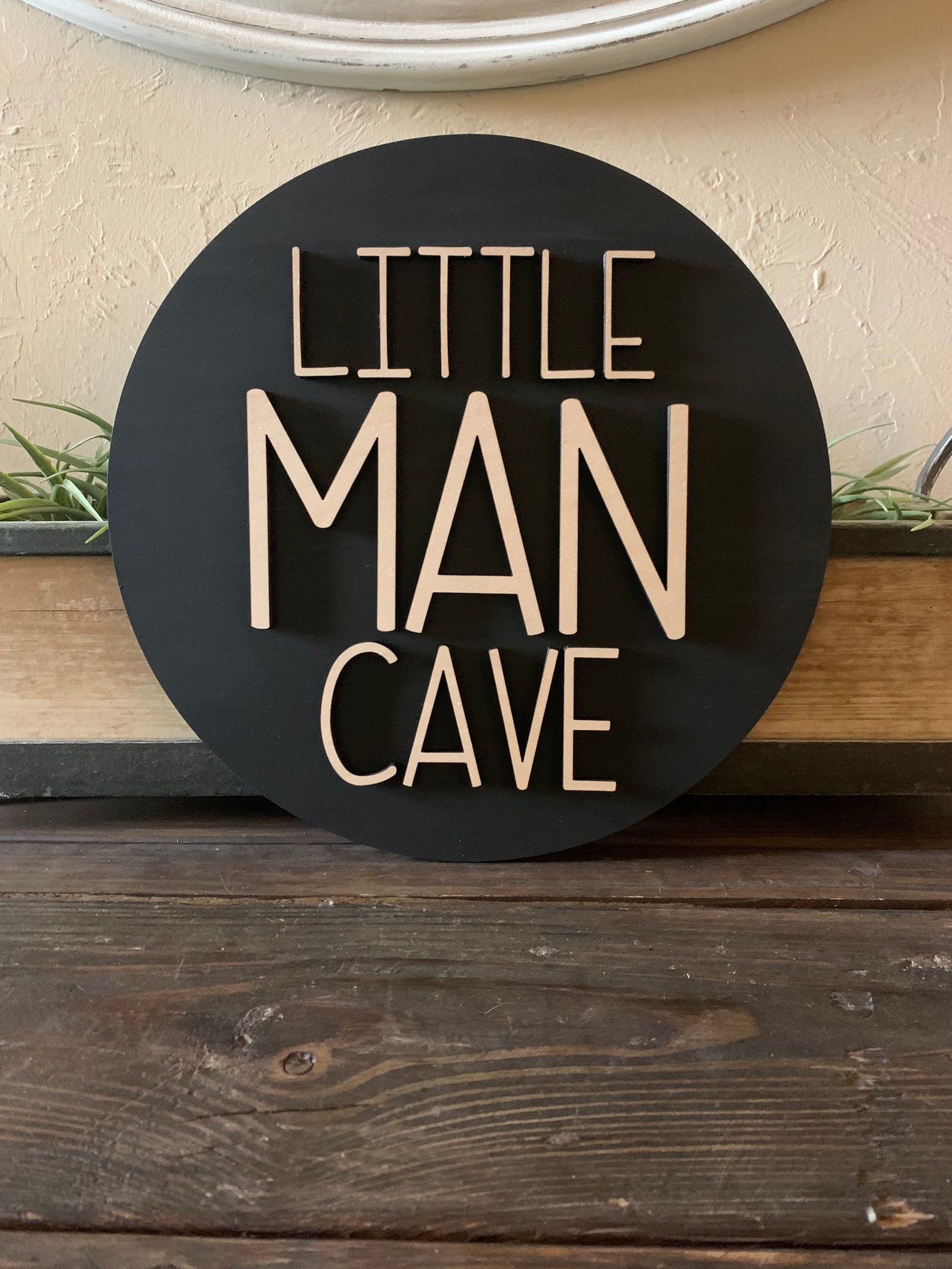Little Man Cave Round 3D Wooden Sign Boys Room Decor Baby Shower Gift ...