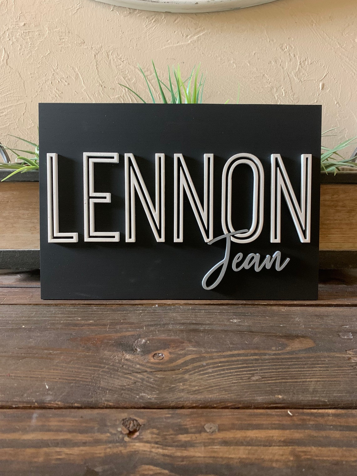 SMALL Rectangle 3D Name Wooden Sign Baby Name Announcement - Etsy