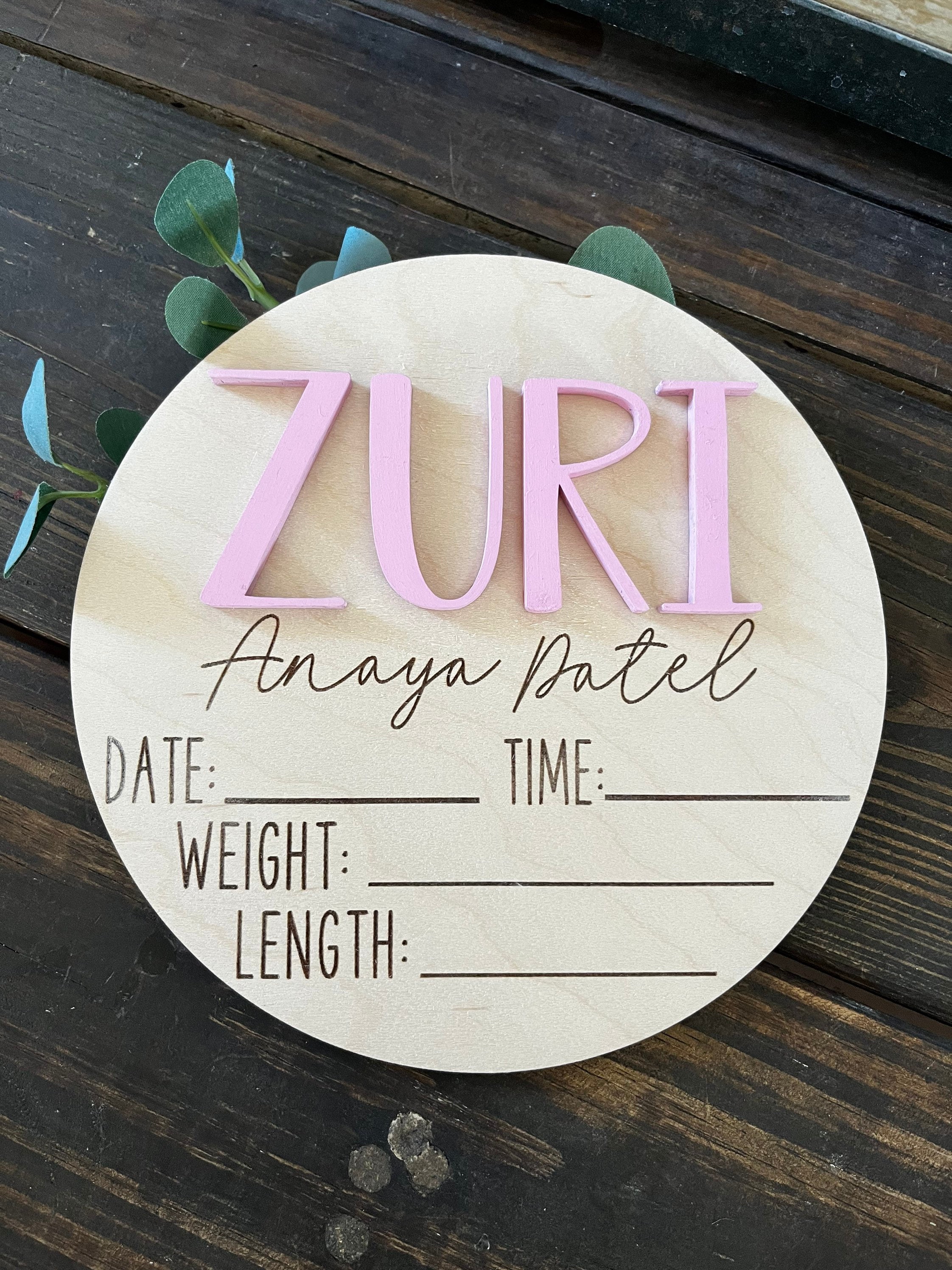 3D Engraved Baby Stats Wooden Sign || Baby Name Announcement || Custom ...