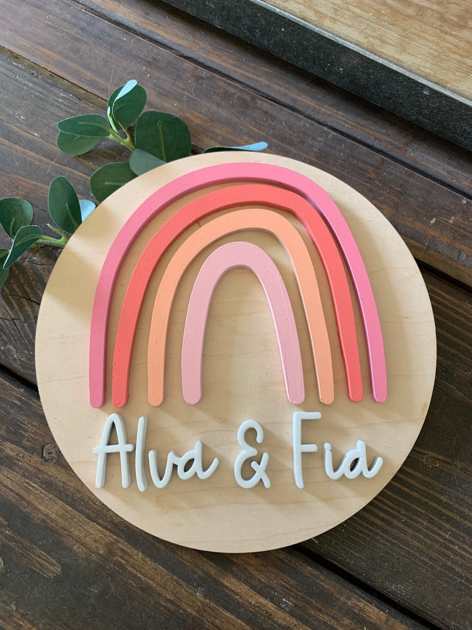 Round 3D Rainbow Welcome Wooden Sign Baby Name Announcement | Etsy
