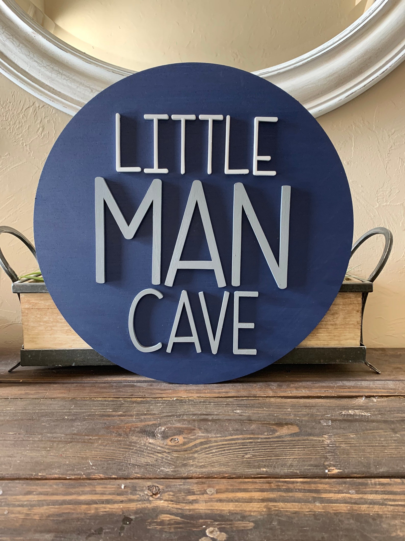 LARGE Little Man Cave Round 3D Wooden Sign Boys Room Decor | Etsy