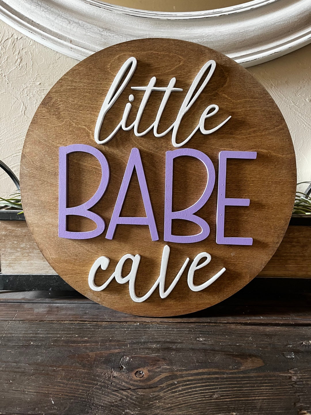 LARGE Little Babe Cave Round 3D Wooden Sign || Boys Room Decor || Baby ...