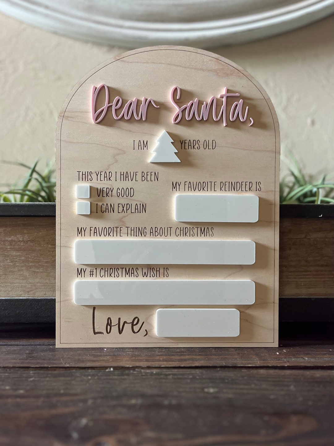 Dear Santa Wooden Sign || Dry Erase Sign|| Custom Dry Erase Sign ...