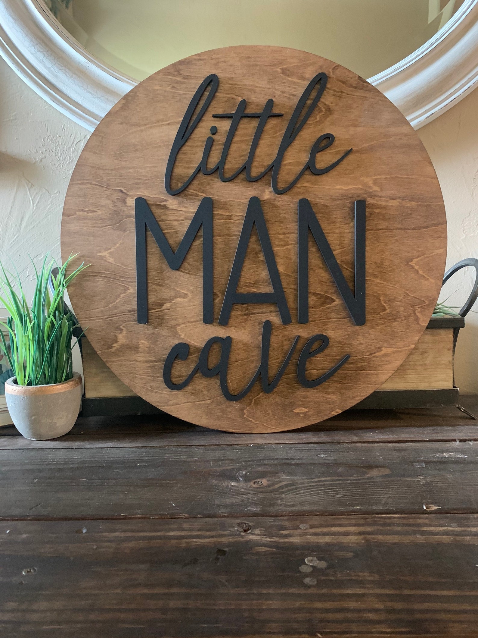 LARGE Little Man Cave Round 3D Wooden Sign Boys Room Decor | Etsy