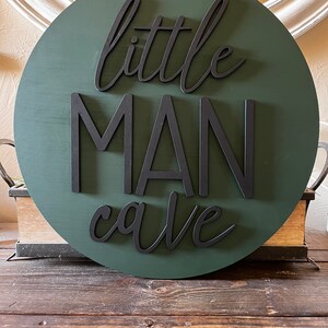 LARGE Little Man Cave Round 3D Wooden Sign || Boys Room Decor || Baby ...