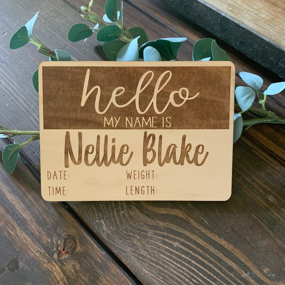 Hello My Name is Wooden Sign Baby Name Announcement custom - Etsy